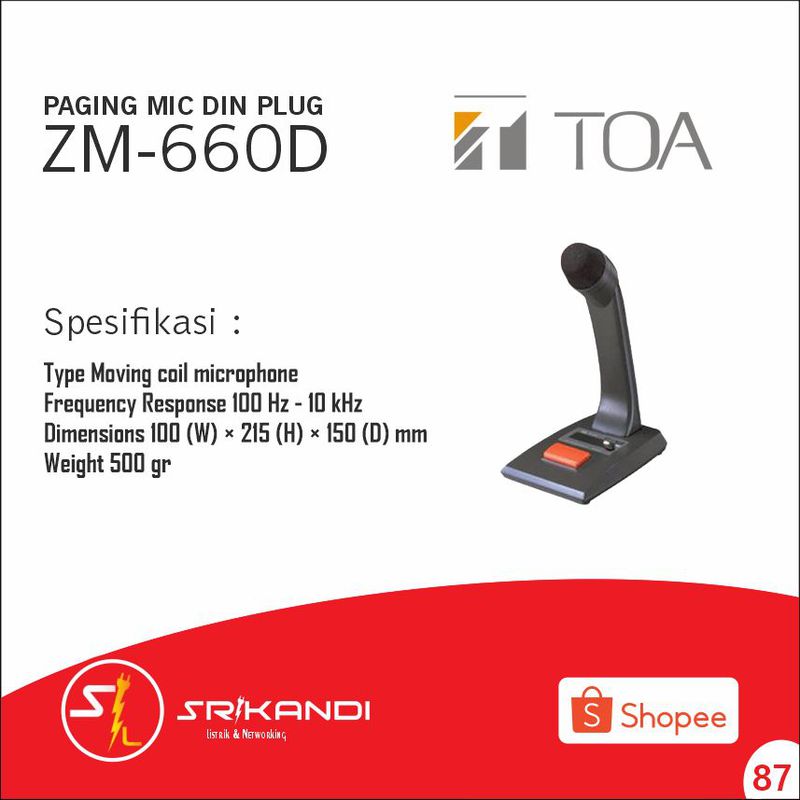 TOA Paging Mic w/ Din Plug ZM-660D