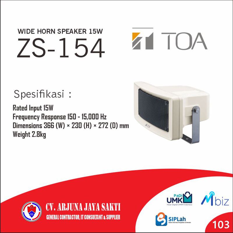 TOA Wide Horn Speaker 15W ZS-154