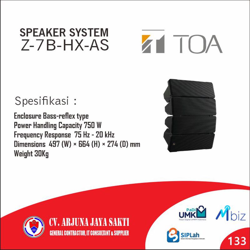 TOA Speaker System Z-7B-HX-AS / W-HX-AS