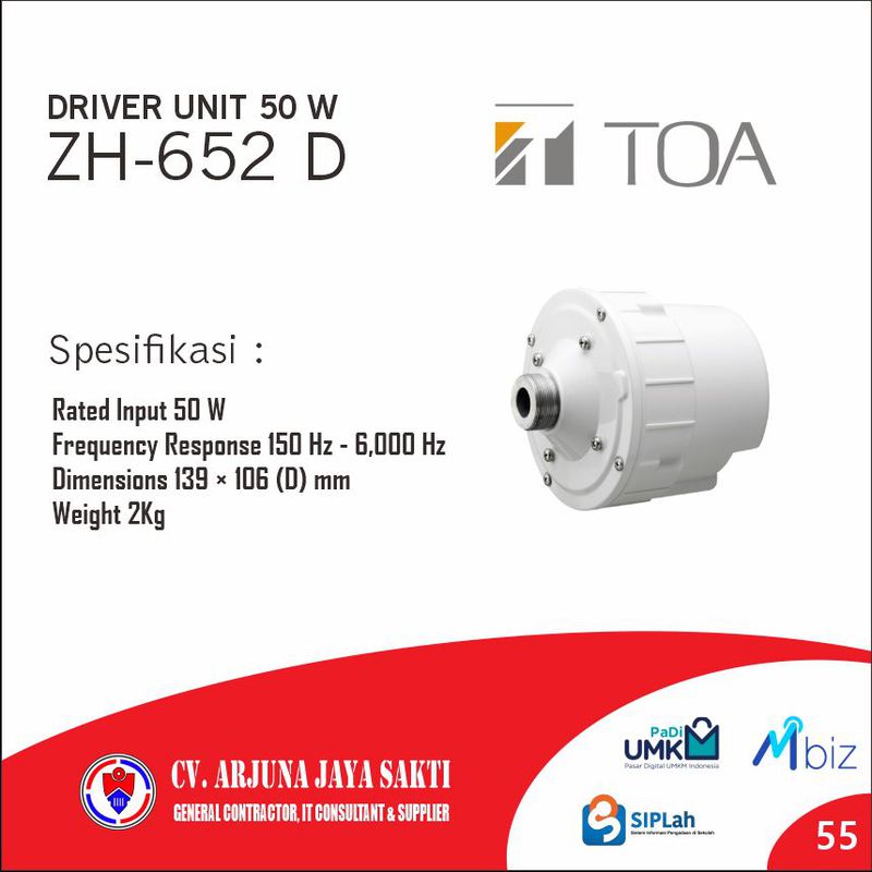 TOA Driver Unit 50 W ZH-652 D