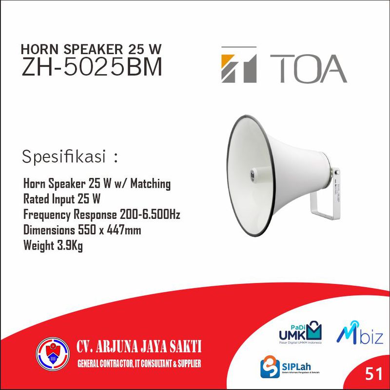 TOA Horn Speaker 25 W w/ blue colour ZH-5025BB