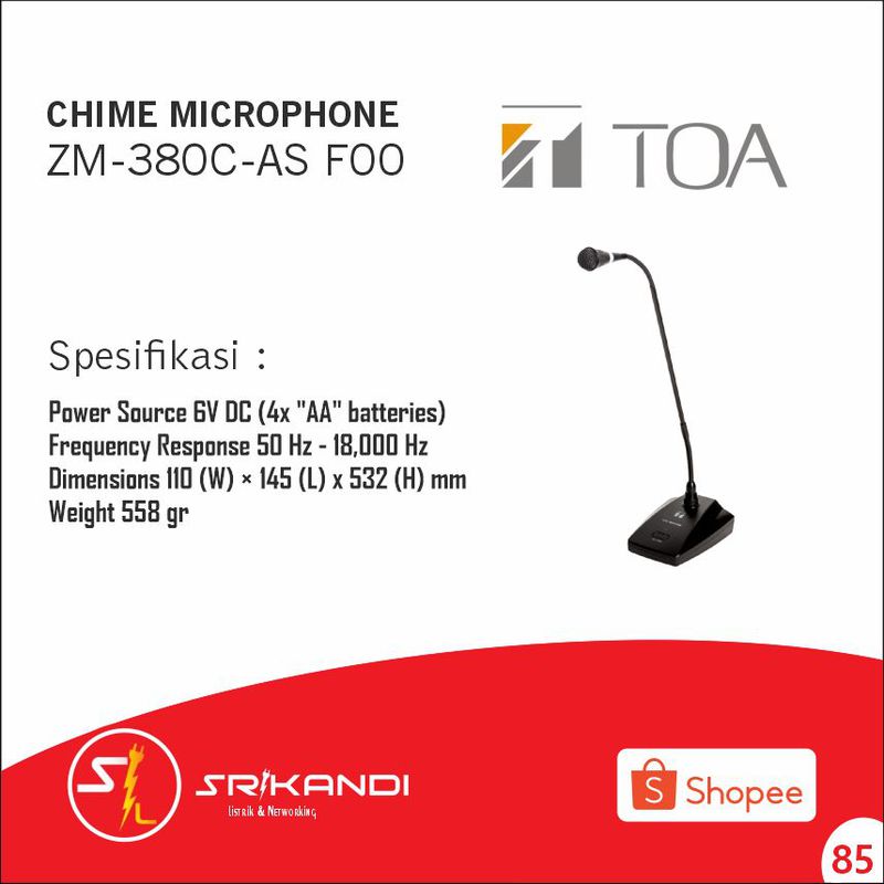 TOA Chime Microphone ZM-380C-AS F00