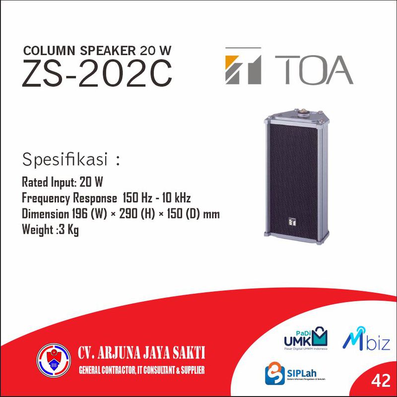 TOA Column Speaker 20 W ZS-202C