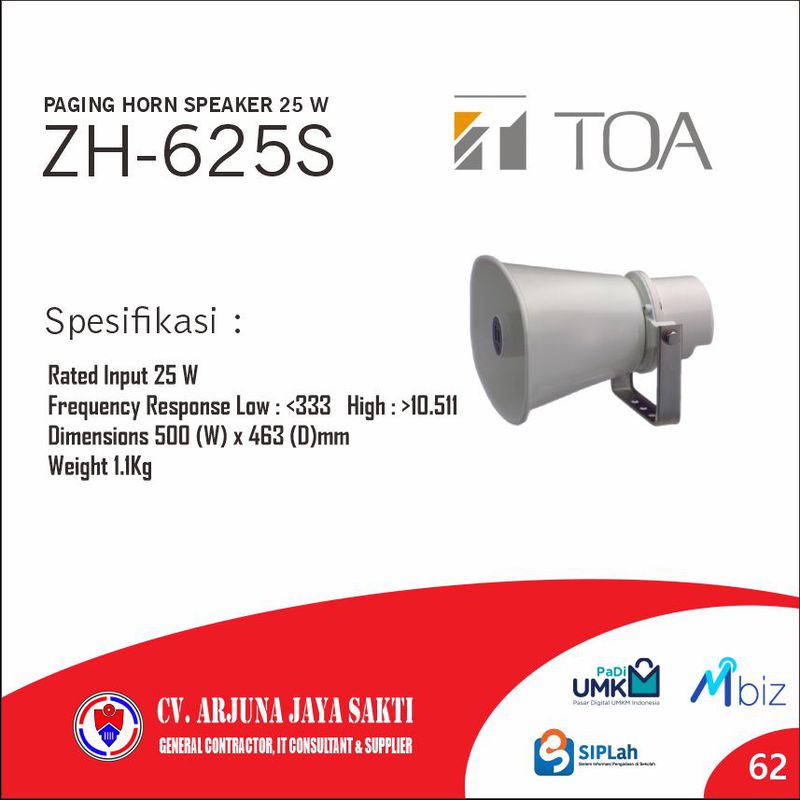TOA Paging Horn Speaker 25 W ZH-625S