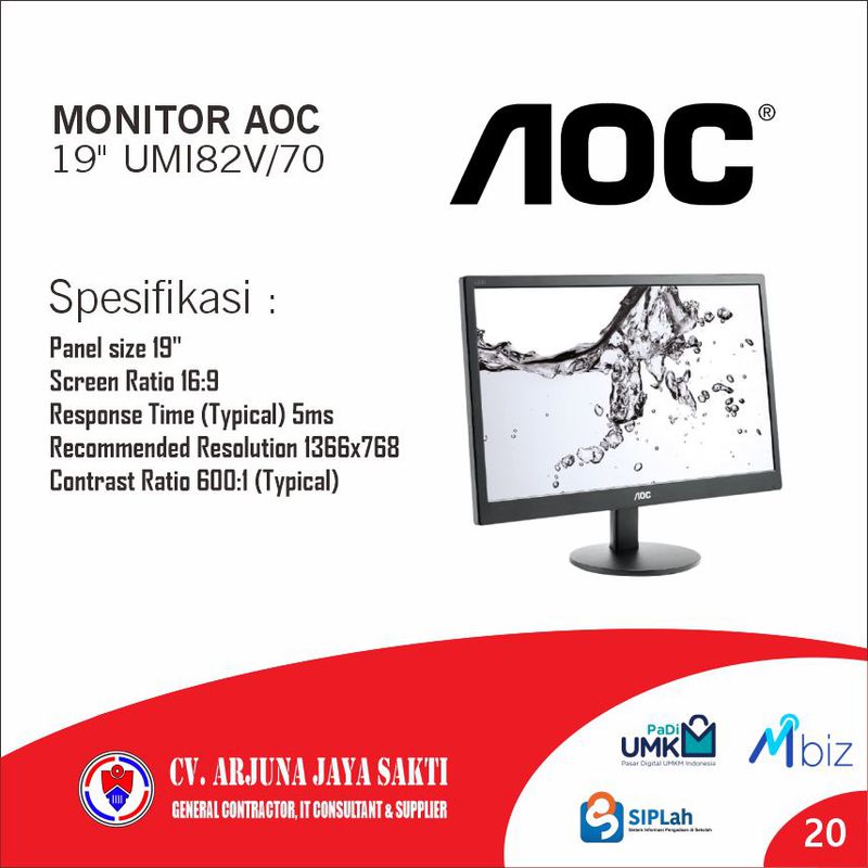 MONITOR AOC 19" UMI82V/70