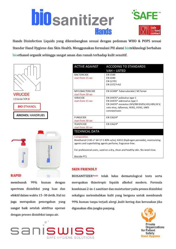 Bio Sanitizer Room | Disinfektan ruangan | Saniswiss Original 5 Liter