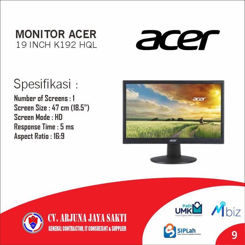 MONITOR ACER 19 INCH K192 HQL