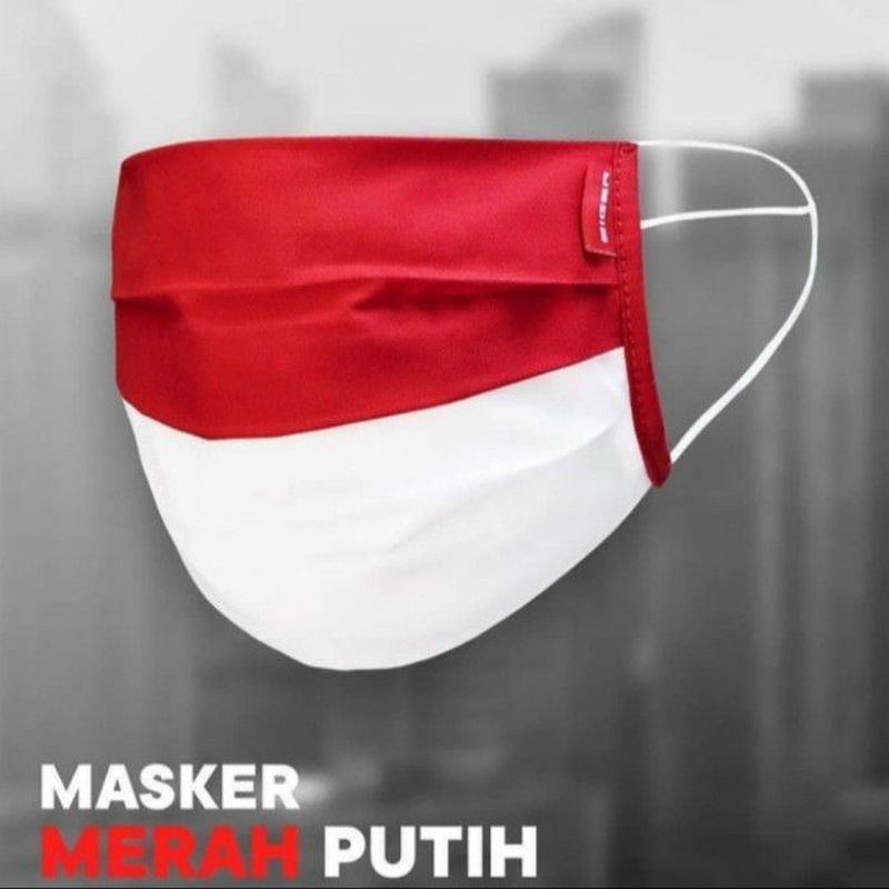 Masker Kain Merah Putih Bonus Sablon Lambang Sekolah