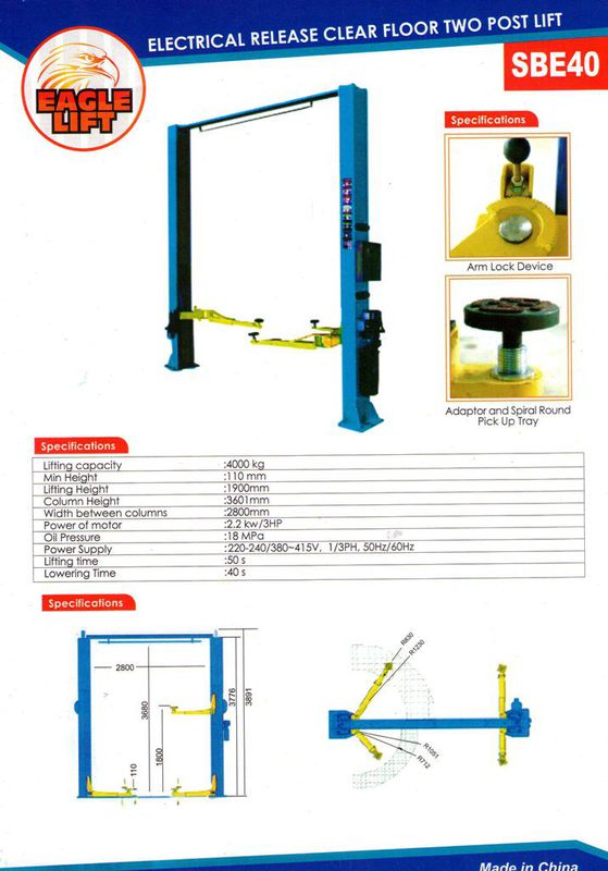 Two Post Lift Cap. 4 Ton- Car Lift Service Mobil - Hydraulic Mobil 2 Tiang