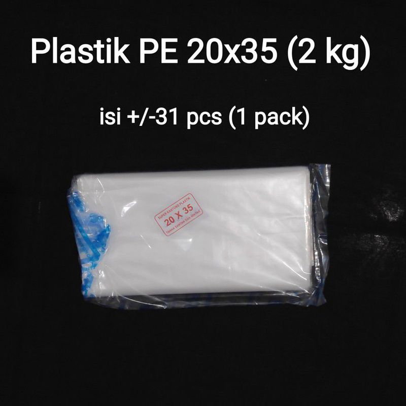 Plastik PE uk, 2kg/20x3,5 Kantong Gula, Plastik Es, Plastik Putih