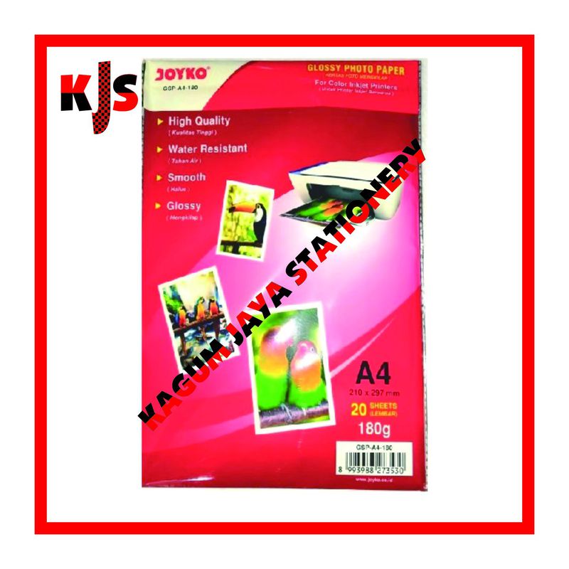 KERTAS FOTO / GLOSSY PAPER A4 180GR JOYKO - KJS 406
