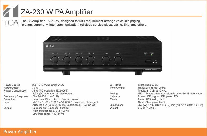 PA Amplifier TOA ZA - 230 Original