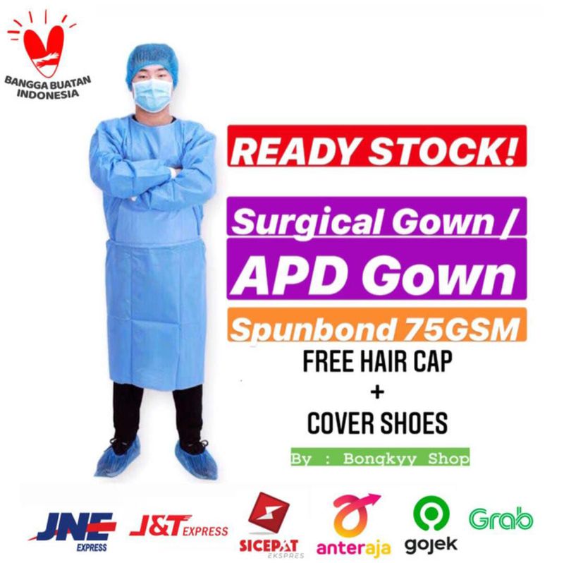 Surgical Gown / Gown APD / Baju Operasi Hazmat Medis WATERPROOF 75GSM
