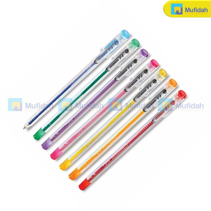 Ballpoint / Pulpen / Pena V-6 Hitam Snowman
