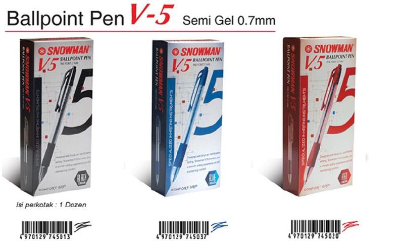 SNOWMAN V.5 Ballpoint Pen 0.7mm Semi Gel - Biru
