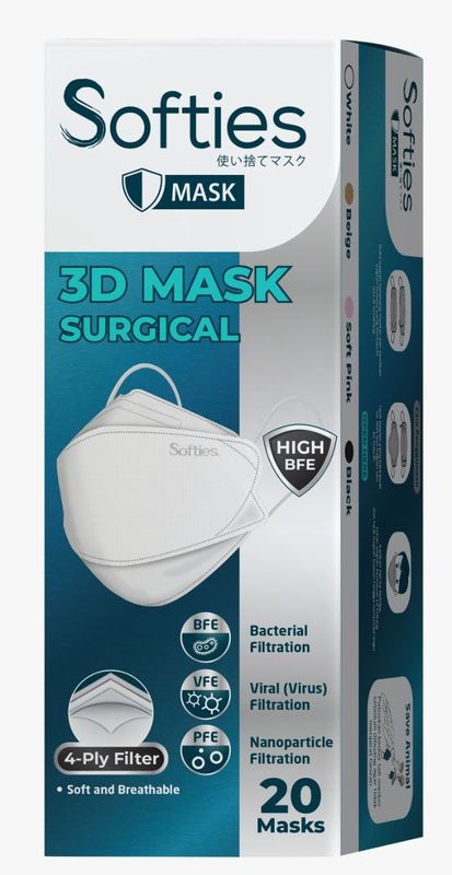 MASKER SOFTIES 3D SURGICAL 20S