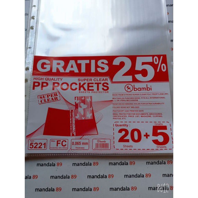 Paper Pocket Bambi Ukuran F4