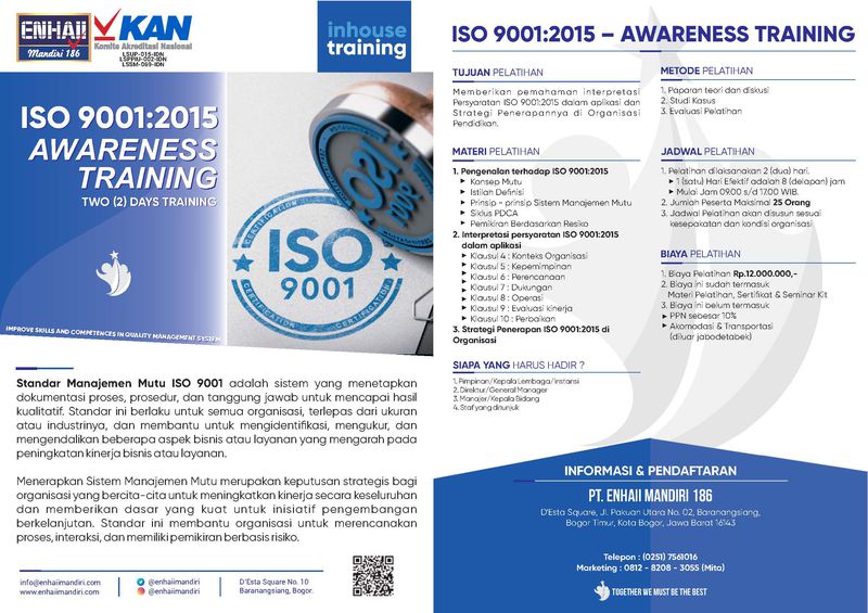 ISO 9001 : 2015 AWARENESS TRAINING (INHOUSE TRAINING)