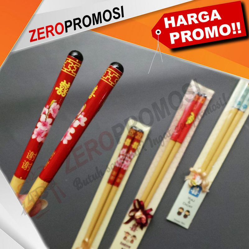 Souvenir Sumpit Kayu Ready Stok Custom Thanks Card