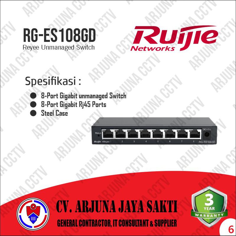 Switch HUB 8 Port Ruijie Reyee RG-ES108GD