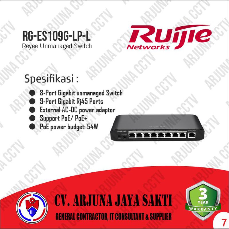 Switch HUB 9 Port Ruijie Reyee RG-ES109G-LP-L