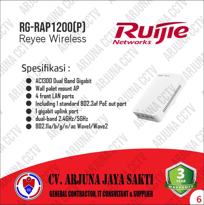 AC1300 Dual Band gigabit wall plate AP Ruijie Reyee RG-RAP1200(P)