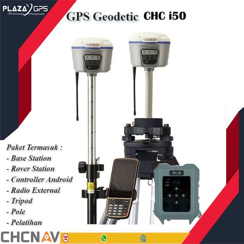 GPS GEODETIC RTK CHC i50 PAKET LENGKAP ( BASE, ROVER, HCE320, DL8 )