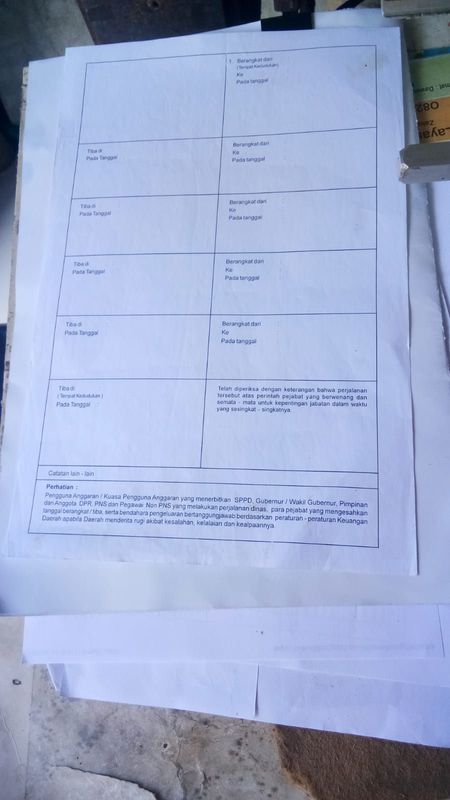 Blanko NCR rangkap 3 ( SPPD Lembar 2)
