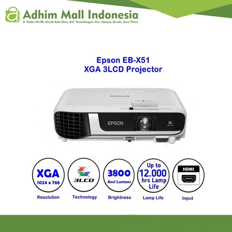 Projector Epson EB-X51 Proyektor Epson EB-X51 XGA 3800 Lumens