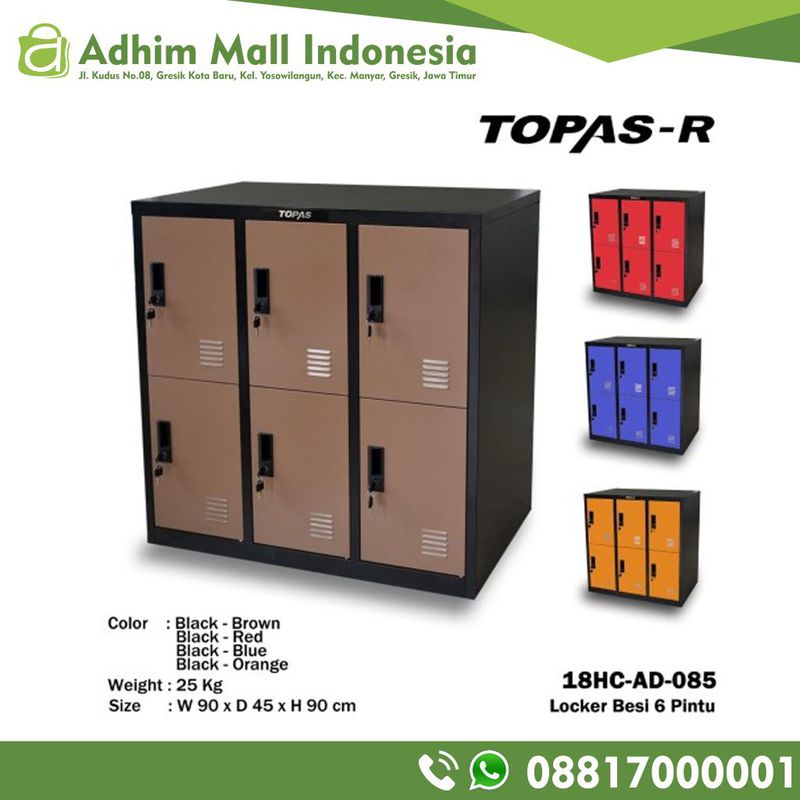 LOCKER BESI 6 PINTU TOPAS - BLACK-BROWN