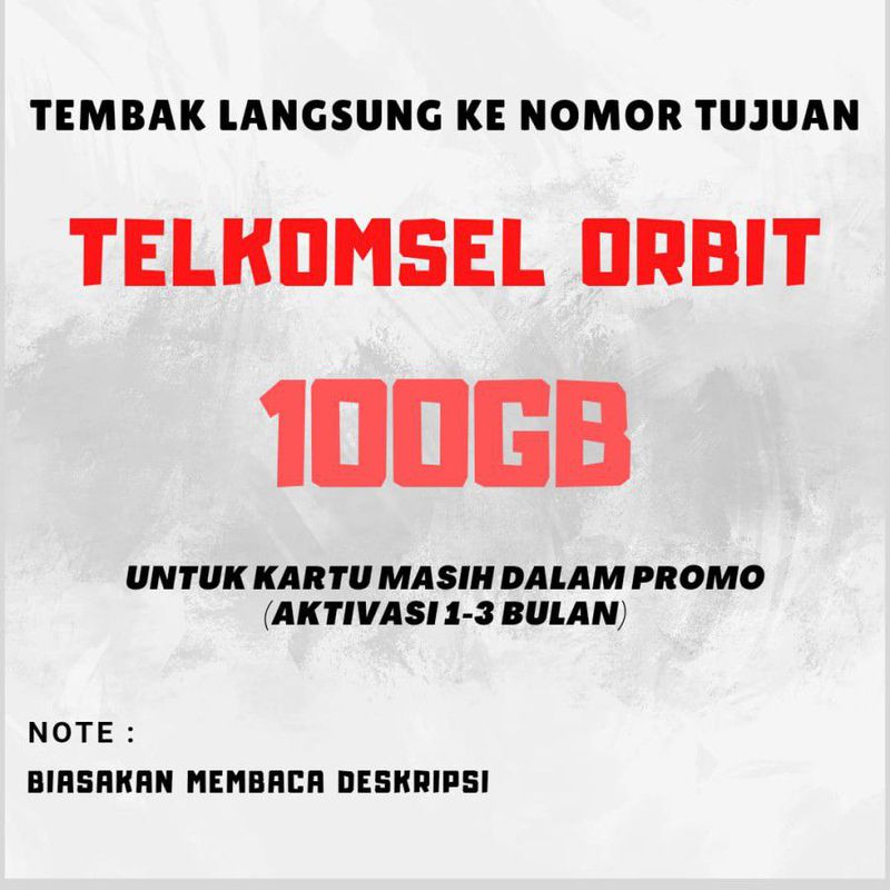 Voucher Paket Data Telkomsel Orbit 100GB / Kuota Internet Telkomsel