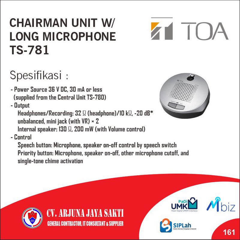 TOA CHAIRMAN UNIT W/LONG MICROPHONE TS-781