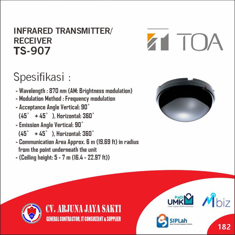 TOA INFRARED TRANSMITTER/RECEIVER TS-907