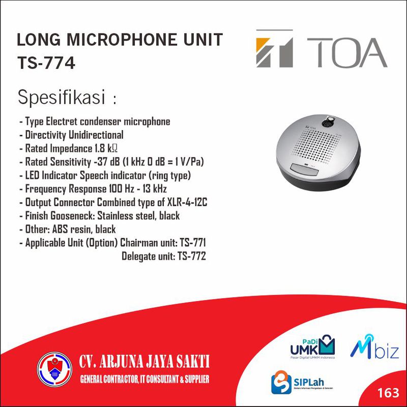 TOA LONG MICROPHONE UNIT TS-774