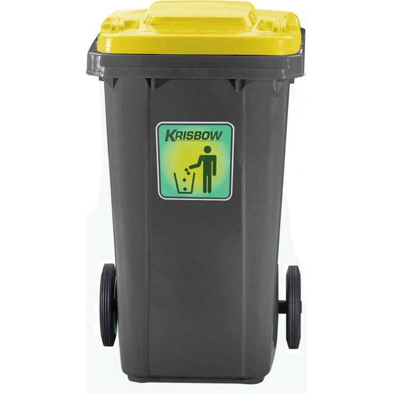 DUST BIN ECO 120L GREY WITH YELLOW LID 10375604