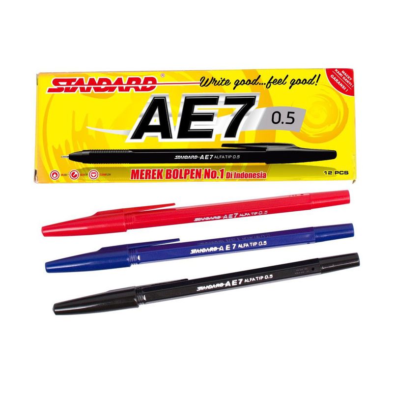 Ballpoint Standard A-E7 Alfa Tip 0.5 - Hitam