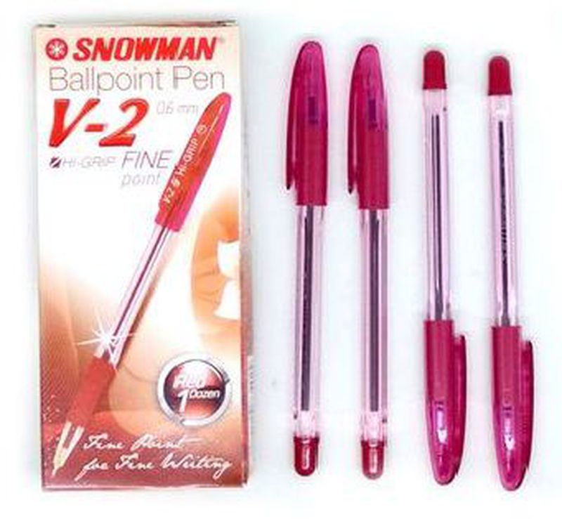 BALLPOINT PEN / PULPEN SNOWMAN V-2 MERAH (PACK)