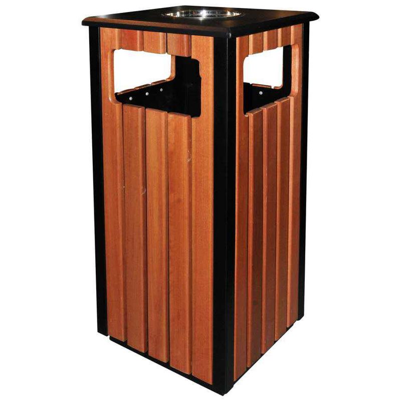 DUST BIN SQUARE WITH ASHTRAY, ARTIFICAL WOOD KW1801028