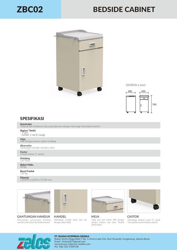 ZELOS BEDSIDE CABINET (T 760 MM) - ZBC 02