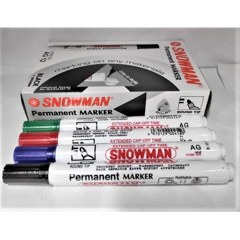 SPIDOL WHITEBOARD SNOWMAN HITAM BG-12 1PACK ISI 12