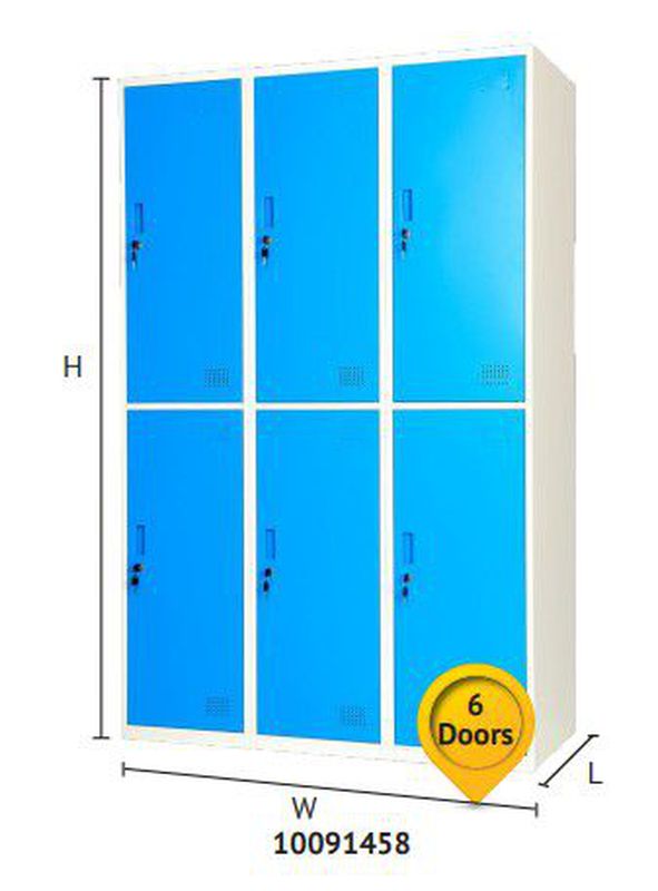 LOCKER 6 DOORS MULTI COLUMN BLUE
