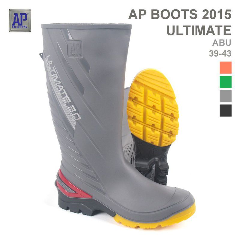 AP Boots Ultimate Abu-Abu - Sepatu Boot PVC - 43