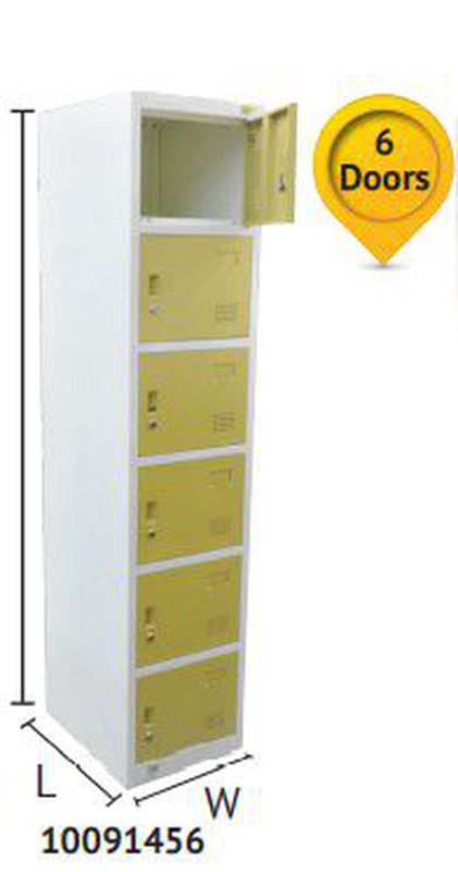 LOCKER 6 DOORS SINGLE COLUMN SAND YELLOW