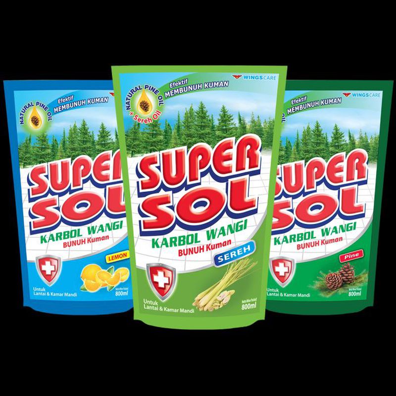 SUPERSOL 800 ML - PEMBERSIH LANTAI / KREOLIN WANGI - Sereh