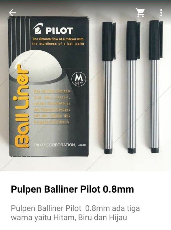 Ballpoint Balliner Pilot Hitam Biru