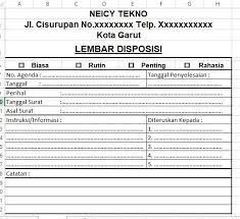 Blanko Lembar Disposisi