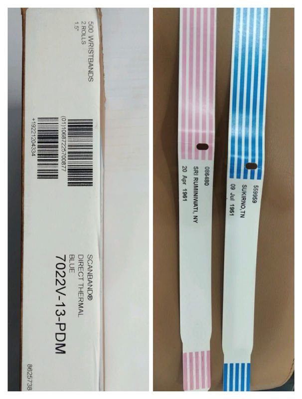 ID Band /Gelang Identitas Print Thermal Dewasa - Pink