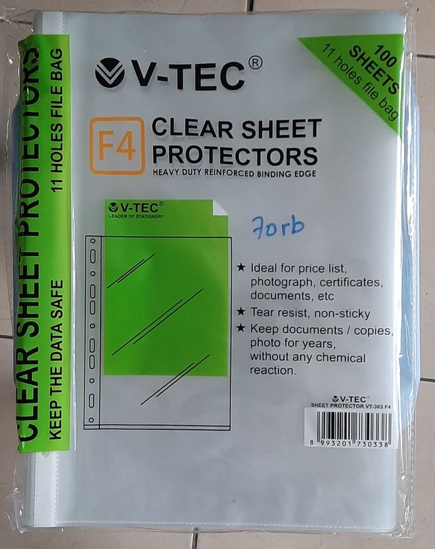 CLEAR SHEET PROTECTOR F4