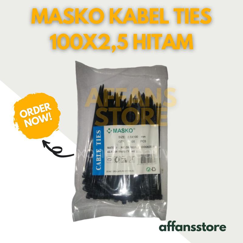 Masko Kabel Ties 10cm 100x2,5 Hitam