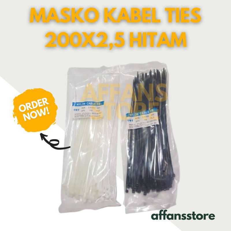 Masko Kabel Ties Cable Tie 200x3,6 Hitam